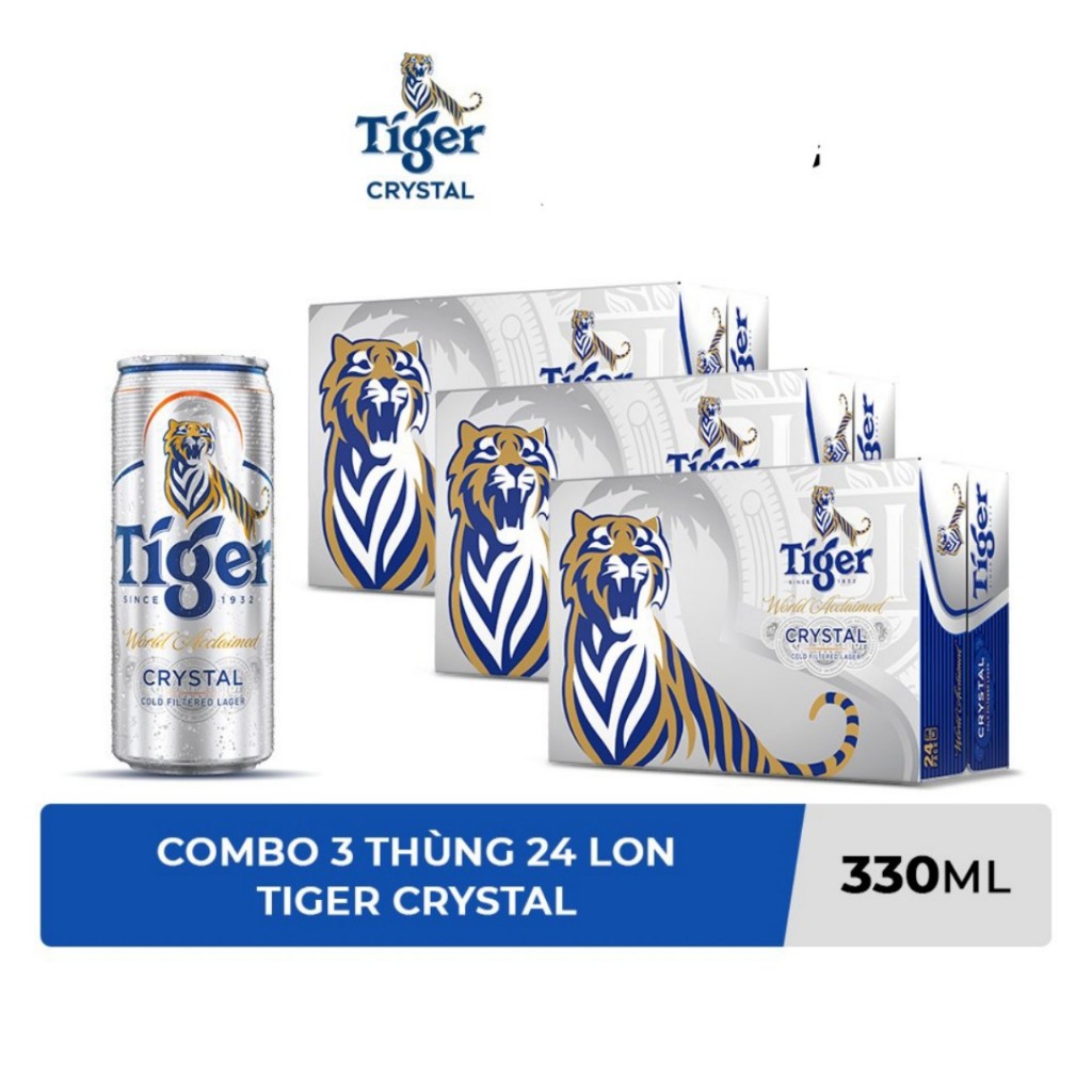 COMBO 3 Thùng 24 lon bia Tiger Crystal 330ml | Shopee Việt Nam