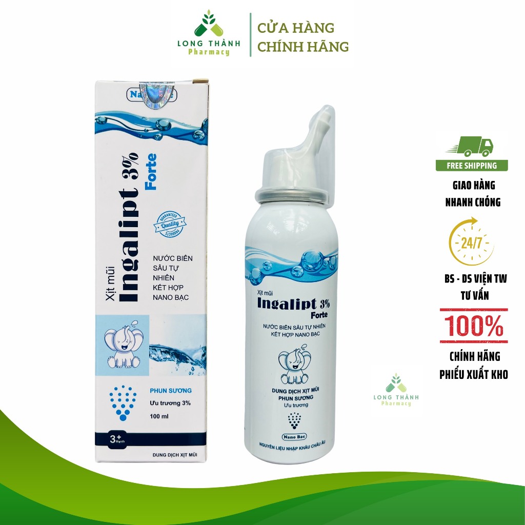 Xịt mũi phun sương muối biển INGALIPT 3% Forte - Giảm nghẹt mũi, vệ ...