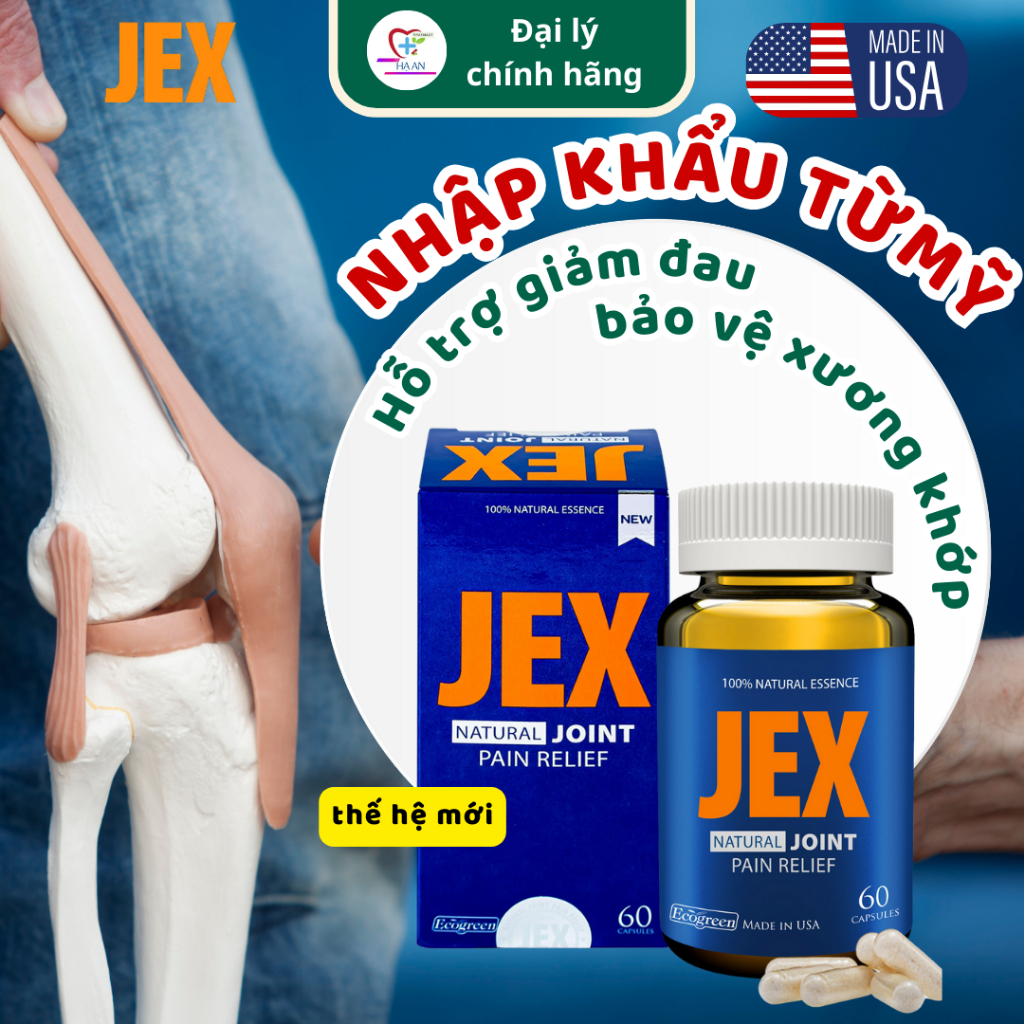Viên uống Jex Ecogreen hỗ trợ giảm đau trong thoái hoá khớp, viêm khớp (60 viên) tem tích điểm ...