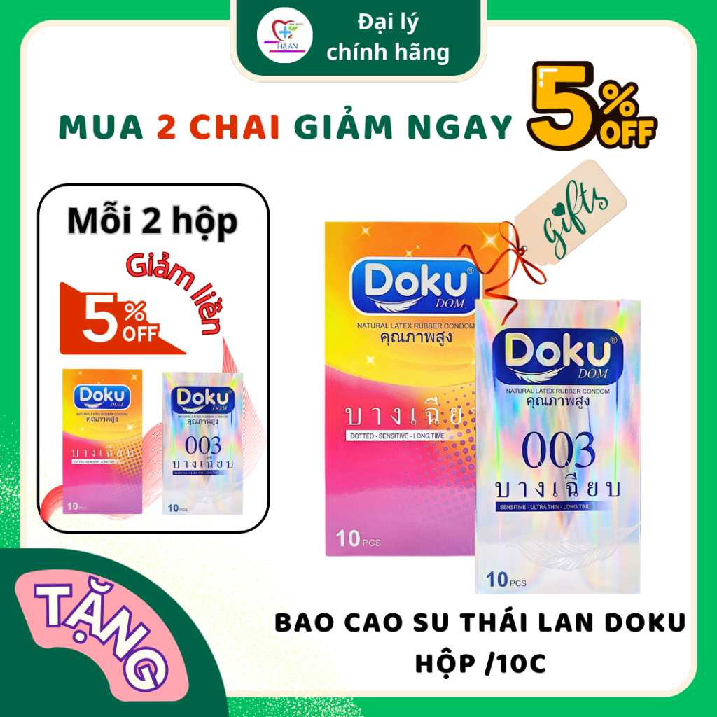 (CÓ CHE TÊN) Bao cao su Doku bạc Thái Lan chất lượng cao, siêu mỏng ...