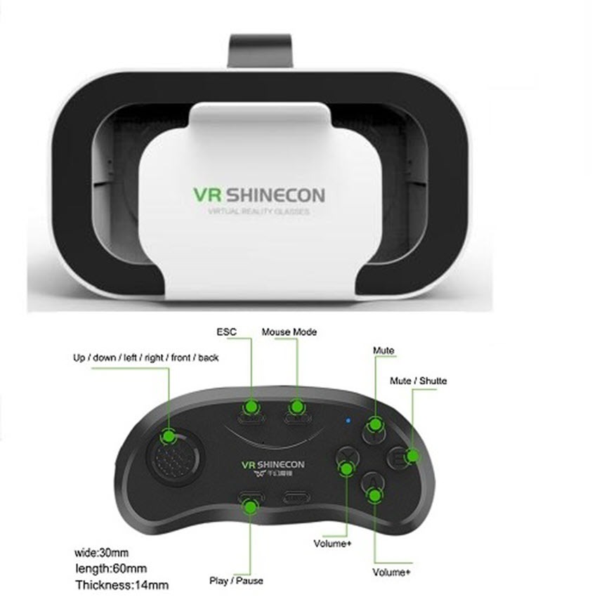 Kính 3D VR Shinecon 5.0 Thế Hệ Mới Tặng Tay cầm chơi game bluetooth 3.0 ...