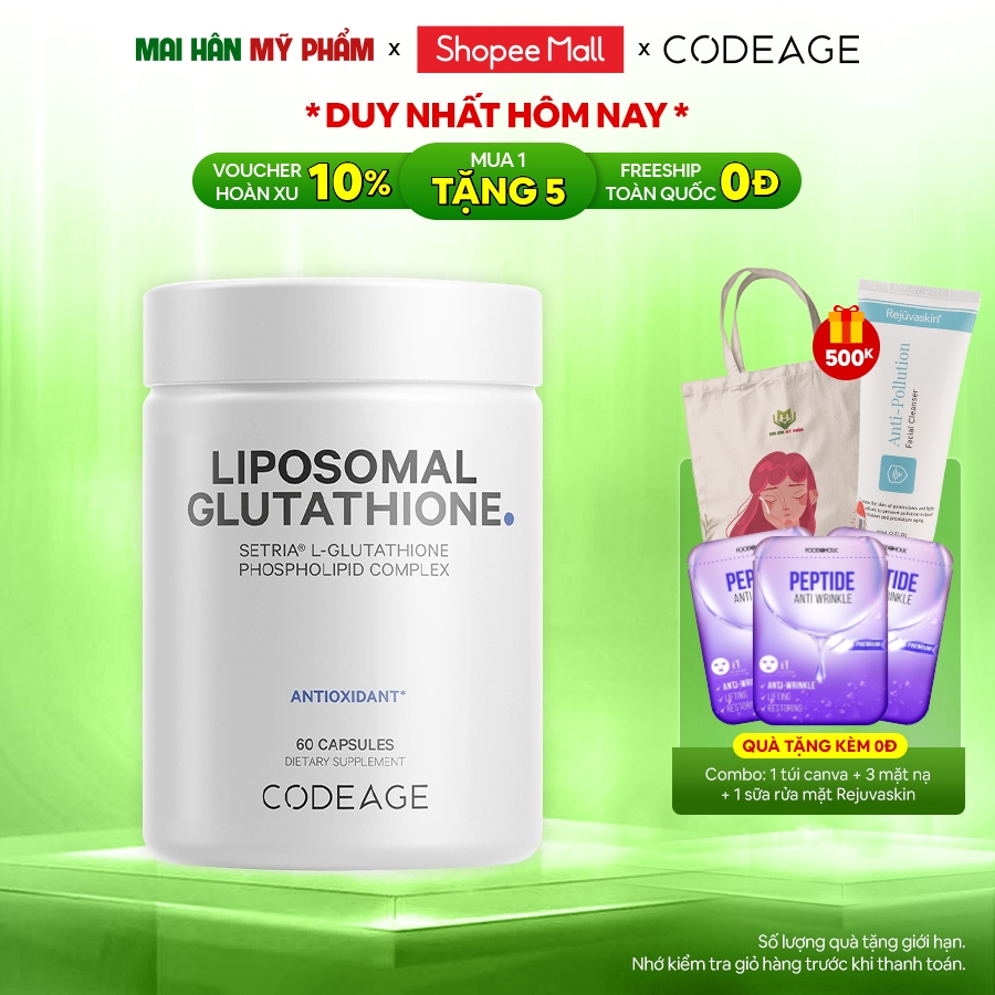 Viên uống hỗ trợ trắng da CodeAge Liposomal Glutathione 60 viên ...