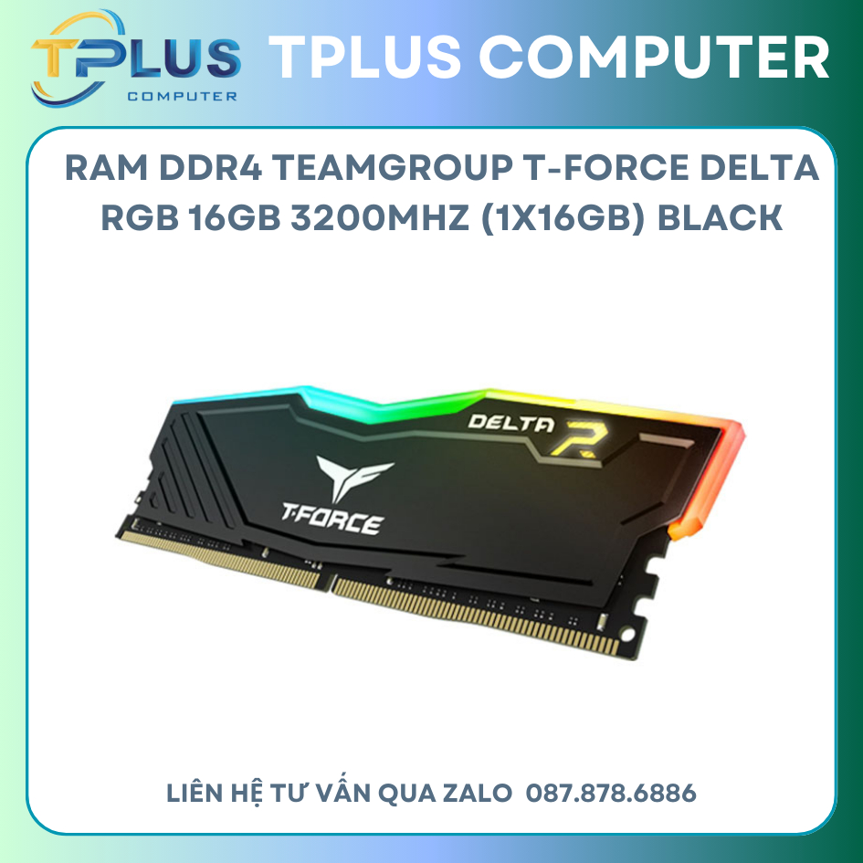 RAM DDR4 TEAMGROUP T-FORCE DELTA RGB 16GB 3200MHz (1x16GB) BLACK ...