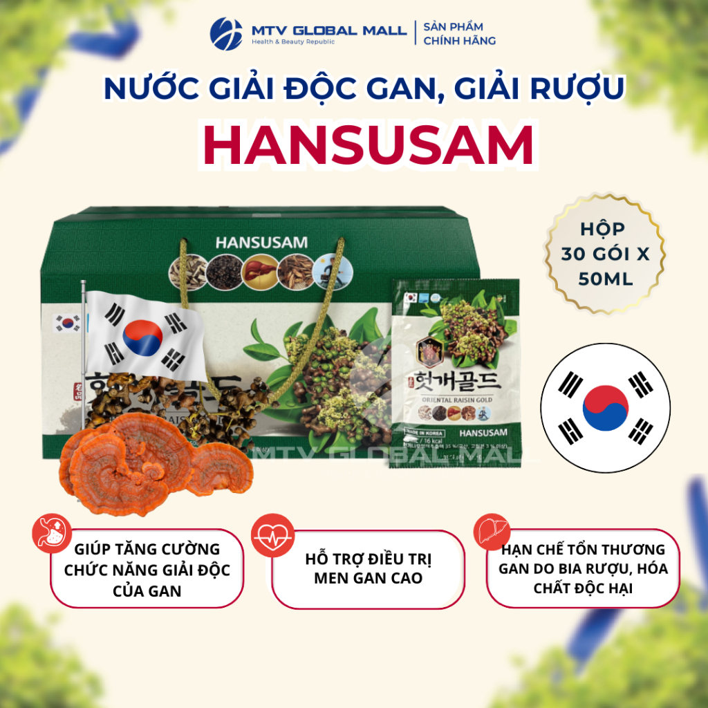 Nước Uống Giải Độc Gan, Mát Gan Hàn Quốc Hansusam Hỗ Trợ Mát Gan, Giải ...