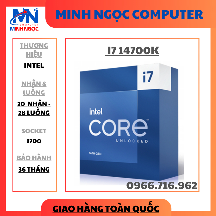 CPU Intel Core I7 14700K box NK (Up 5.60 GHz, 20 Nhân 28 Luồng, 33MB ...
