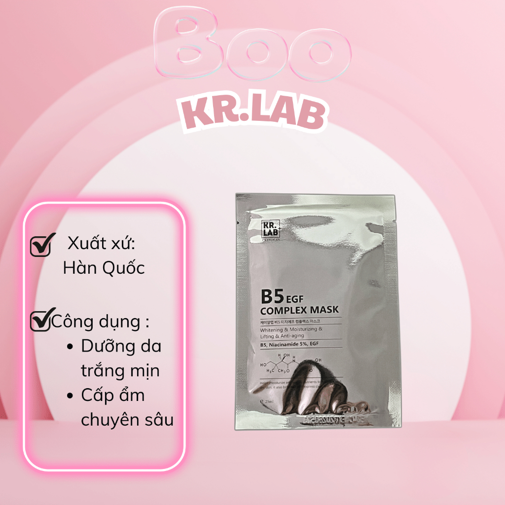 Mặt nạ B5 EGF COMPLEX MASK KR.LAB căng bóng + trắng da + phục hồi + se ...