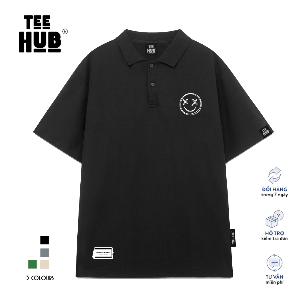Polo Mặt cười Oversize TEEHUB áo phông có cổ tay lỡ nam nữ form rộng ...