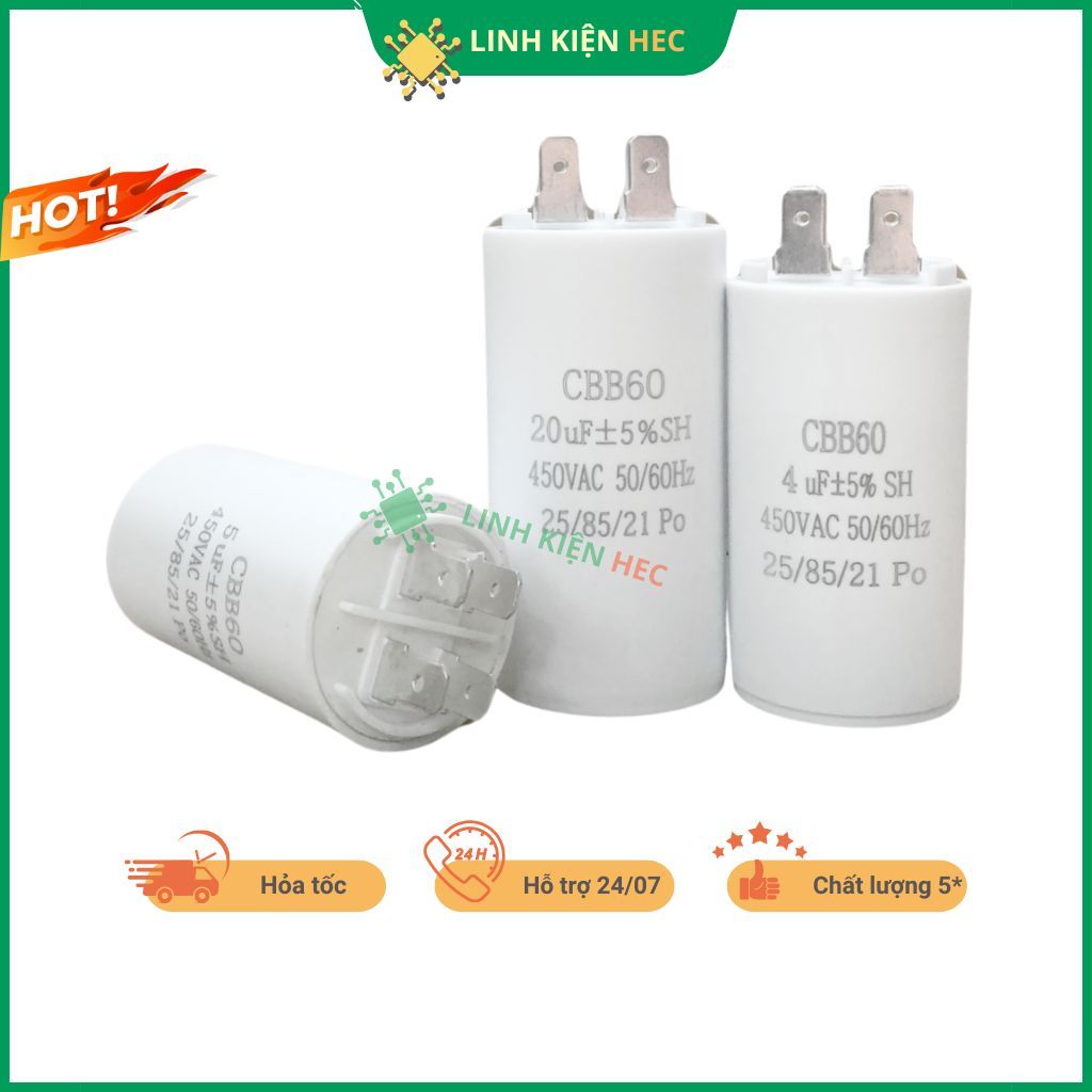 Tụ điện động cơ máy bơm nước CBB60 4uF-40uF 450V chuyên dụng chính hãng ...