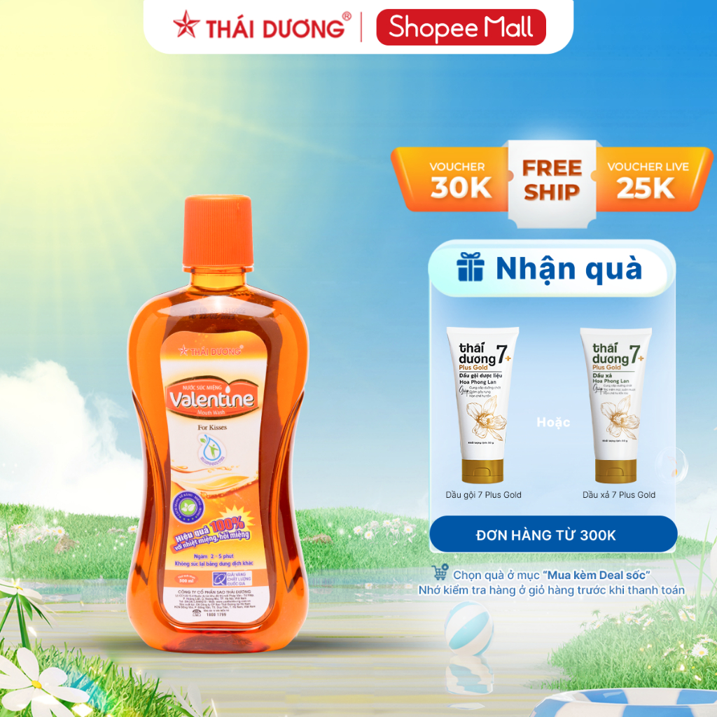 Nước súc miệng Valentine ngăn ngừa nhiệt miệng, hôi miệng, sâu răng ...