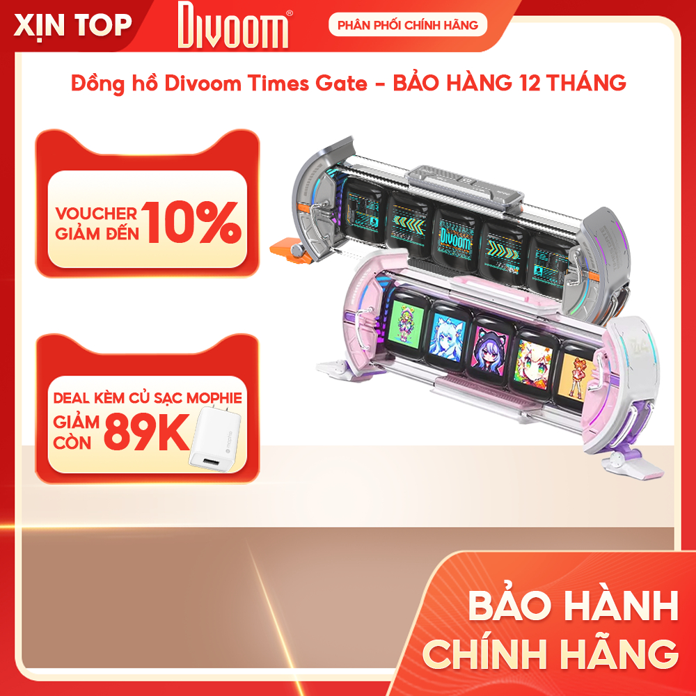 Đồng hồ Divoom Times Gate màn hình qua app màu RGB, đồng hồ Times Gate ...