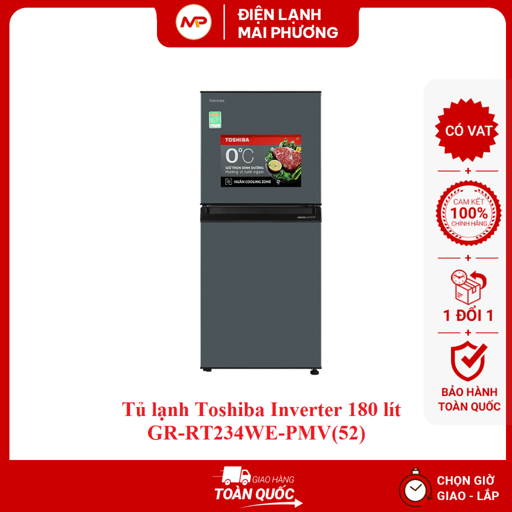 Tủ lạnh Toshiba Inverter 180 lít RT234WE-PMV(52) - Hàng chính hãng (Bảo hành 24 tháng) | Shopee ...