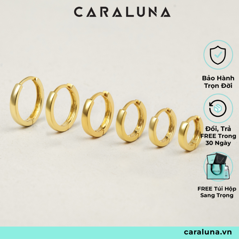 [Có bảo hành] Khuyên Tai Tròn Hoop Bạc Nữ CARA LUNA Trơn Hoop - BE03 ...