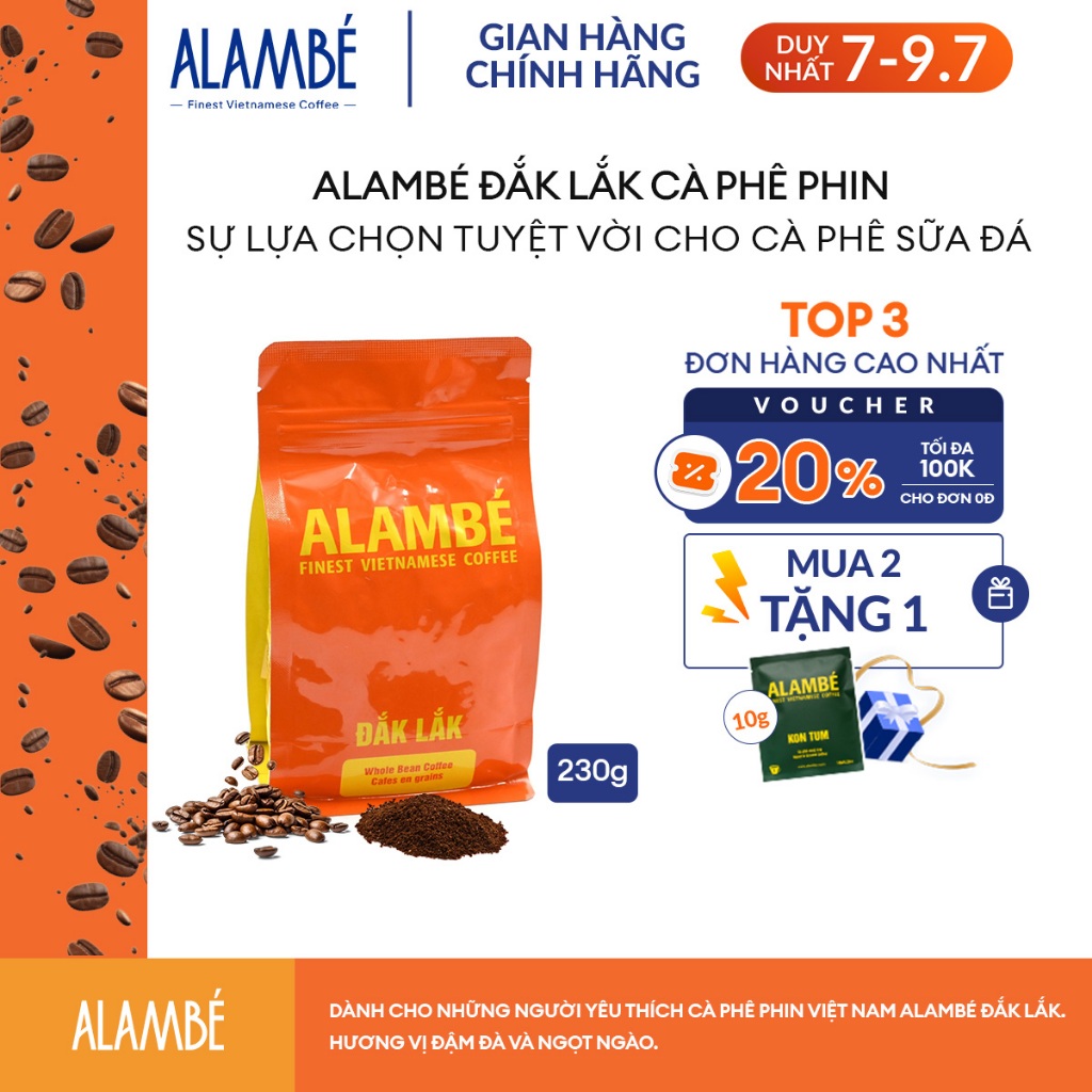 ALAMBÉ Dak Lak 230g - Cà phê rang xay/nguyên hạt Robusta, đắng vị sô-cô ...