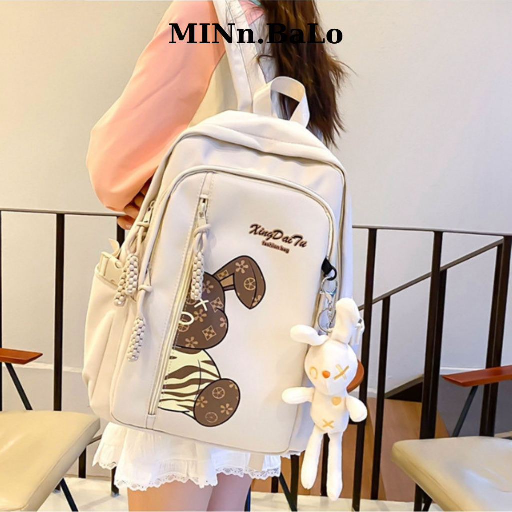 Balo nữ đi học in hình cute kèm gấu như mẫu cặp sách cỡ lớn nhiều ngăn ...