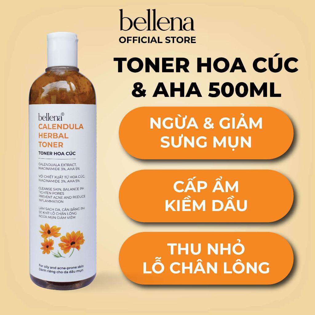 Toner hoa cúc cho da dầu mụn Calendula nước hoa hồng Bellena HC 500ml | Shopee Việt Nam