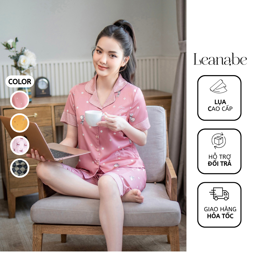 Bộ Ngủ Lửng Chất Liệu Lụa Tơ Cao Cấp Đồ Bộ Mặc Nhà Áo Cộc Họa Mềm Mịn ...
