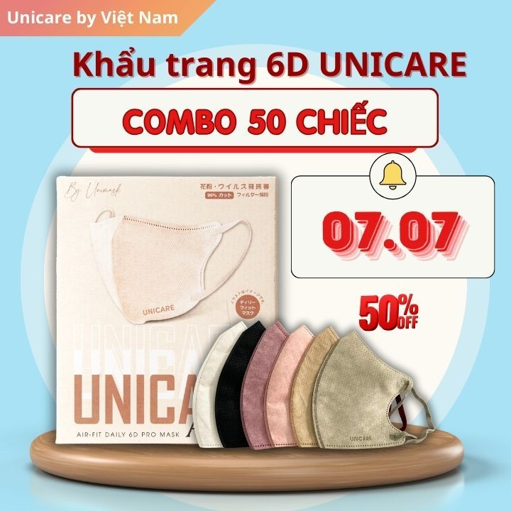 UNICARE COMBO 50c Khẩu Trang 6D Unicare Pro Mask 3 Lớp Kháng Khuẩn 6 ...