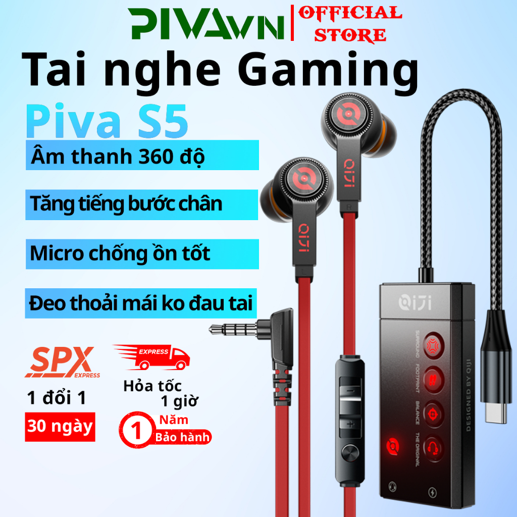 Piva S5 Tai nghe Gaming kết hợp Sound Card Hack tiếng chân Piva GS100 ...