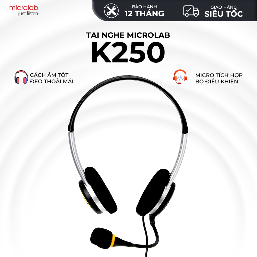 Tai Nghe Gaming MICROLAB K250 Có Mic Có Dây, 2 Jack 3.5mm, Chơi Game ...
