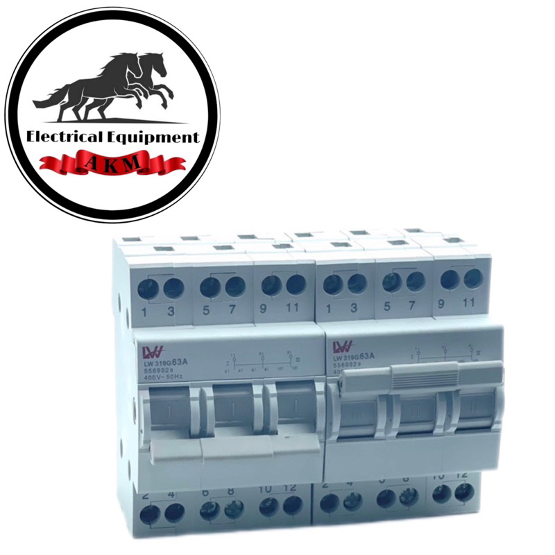 Cầu dao đảo chiều dạng aptomat 3 pha 380V 63A LW319G63A, át đảo chiều, át chuyển đổi 2 nguồn ...
