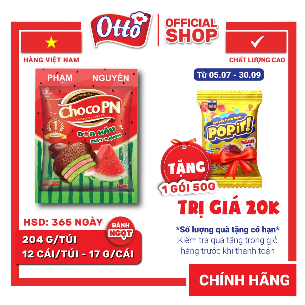 Bánh phủ socola Choco PN Dưa Hấu 204g | Bánh ăn vặt Socola | Đồ ăn vặt ...