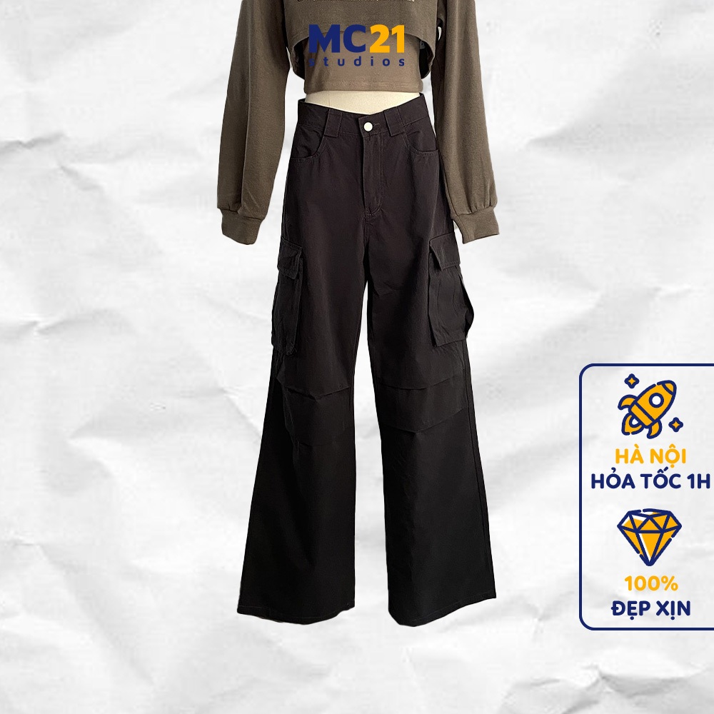 Quần túi hộp cargo kaki MC21.STUDIOS unisex lưng cạp cao bigsize ...