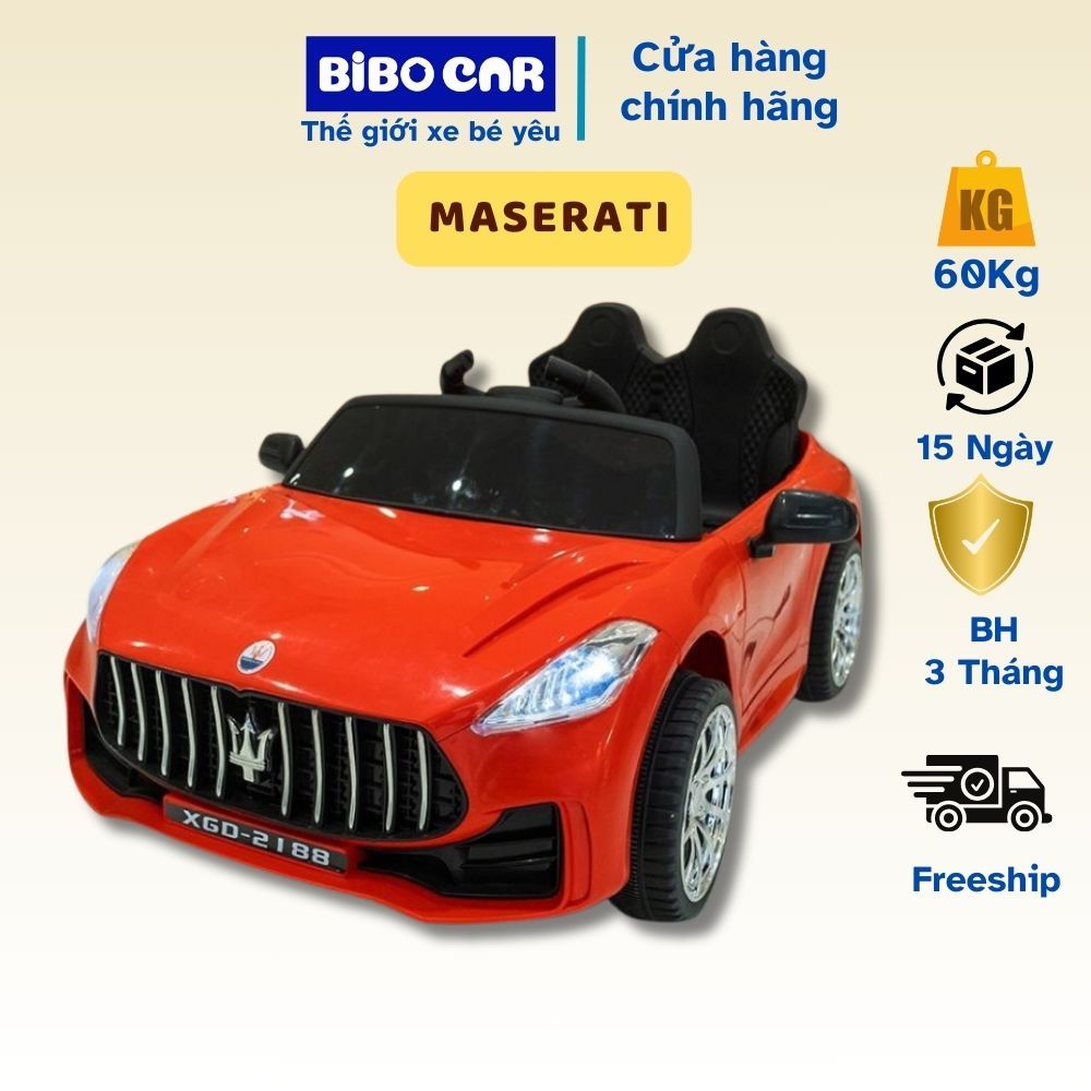 Xe ô tô điện Maserati tải trọng 45-50kg,kết nối Bluetooth, USB ...