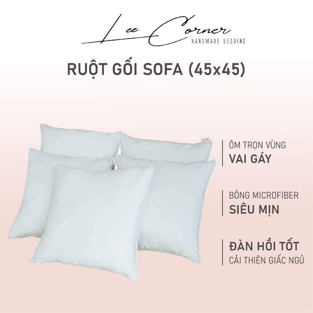 Ruột gối sofa 45x45cm, bông bi Microfiber cao cấp LEE CORNER, ruột gối ...