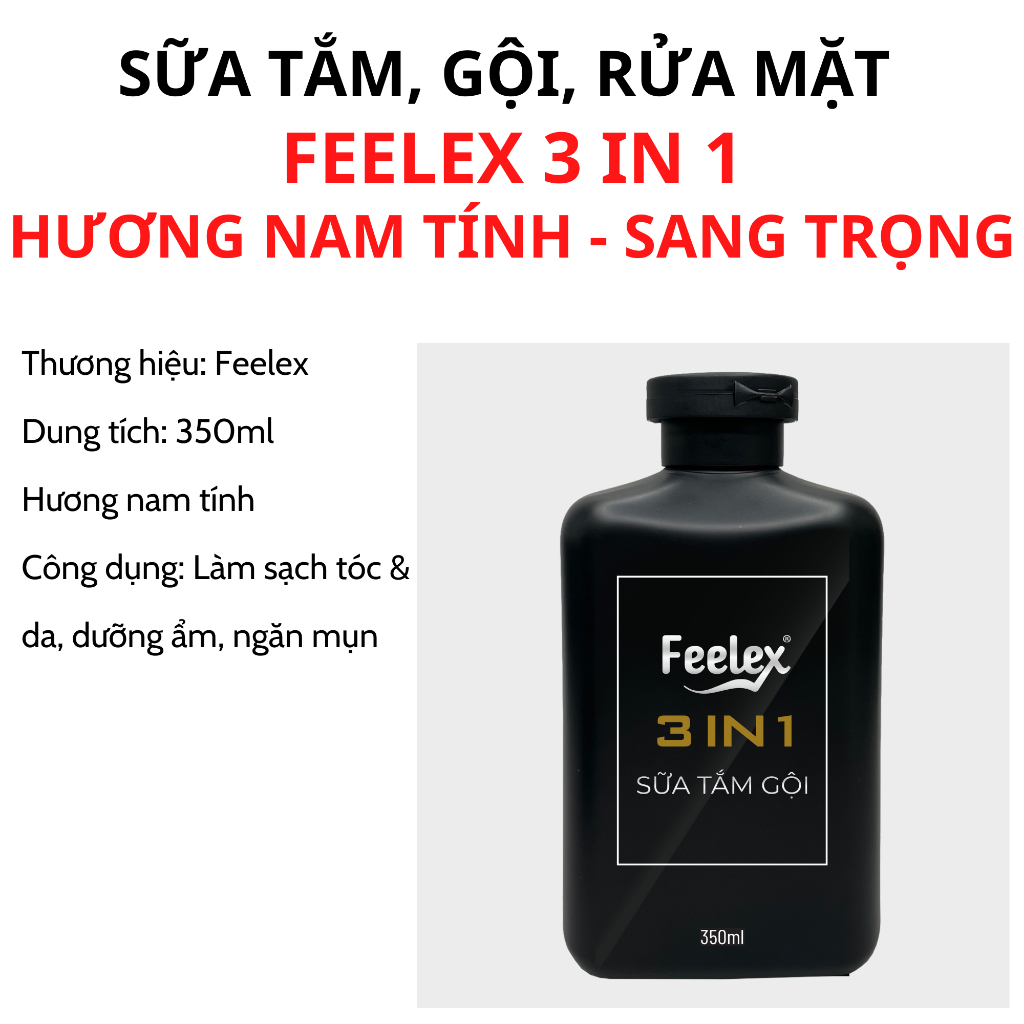 Sữa tắm gội rửa mặt Feelex 3 in 1 hương nước hoa cao cấp thanh lịch ...