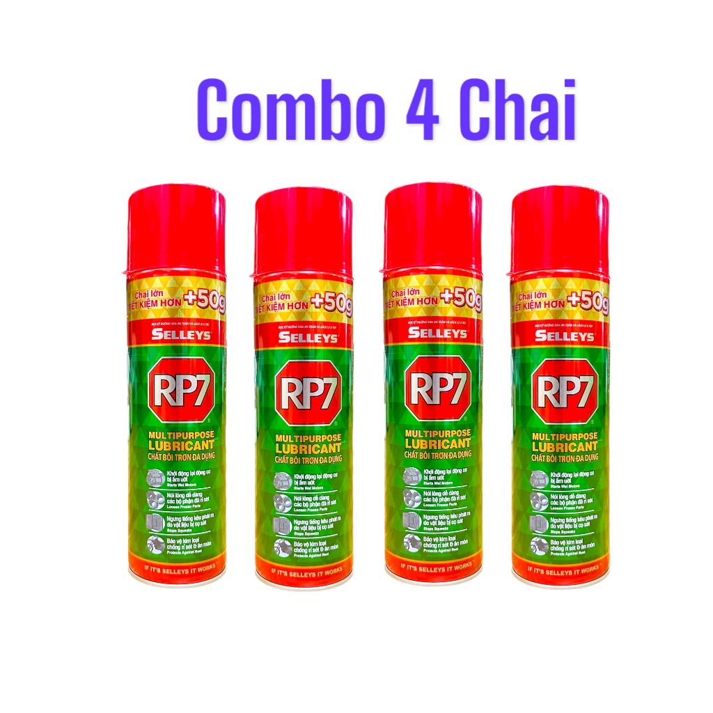 Combo 4 Chai RP7 493ml 350g (tặng thêm 50g) Phá Rỉ Sét Bôi Trơn Chi ...