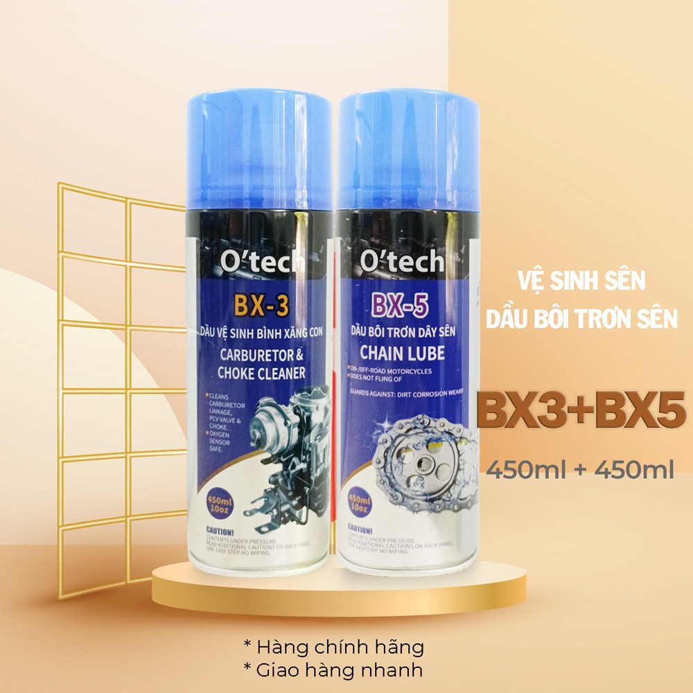 Combo BX-3 và BX-5 vệ sinh bảo dưỡng sên xe với bình xịt O'tech - Chang ...