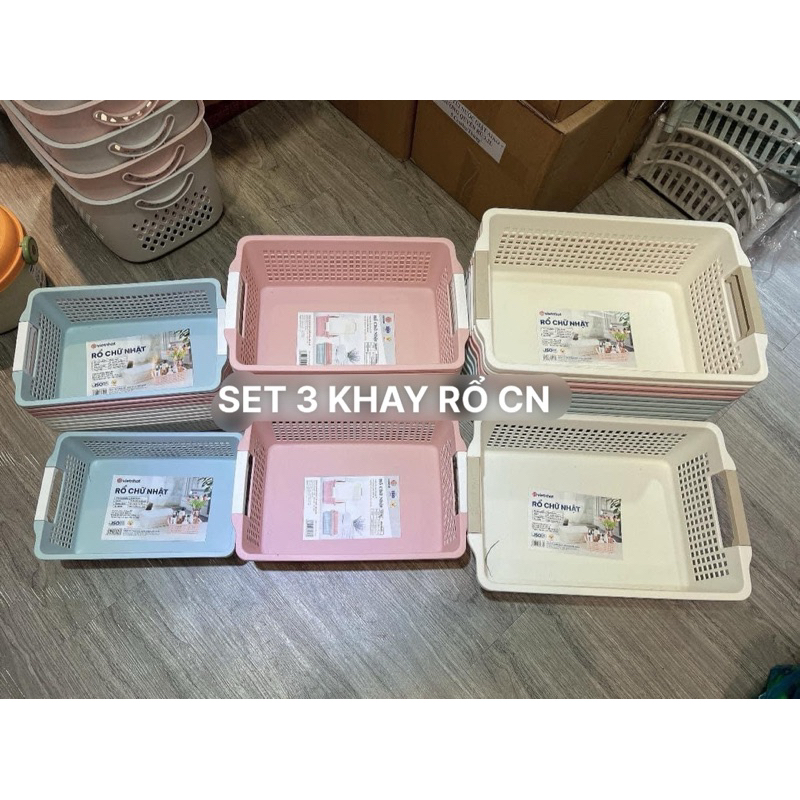 SET 3 KHAY NHỰA CHỮ NHẬT, RỔ NHỰA A4 B5 NHỰA VIỆT NHẬT | Shopee Việt Nam
