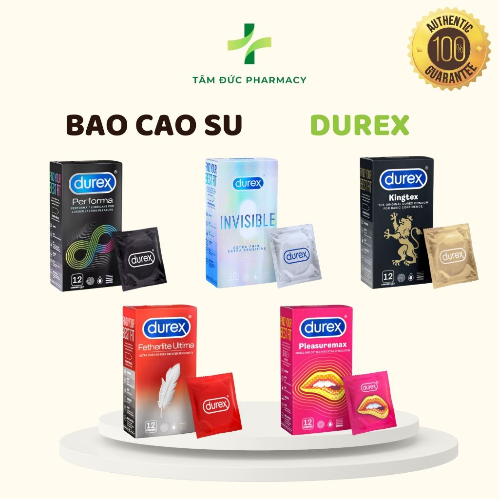 Bao cao su Durex 5 loại Bạc hà, Siêu mỏng, Gân gai, Nhiều gel, Ôm sát ...