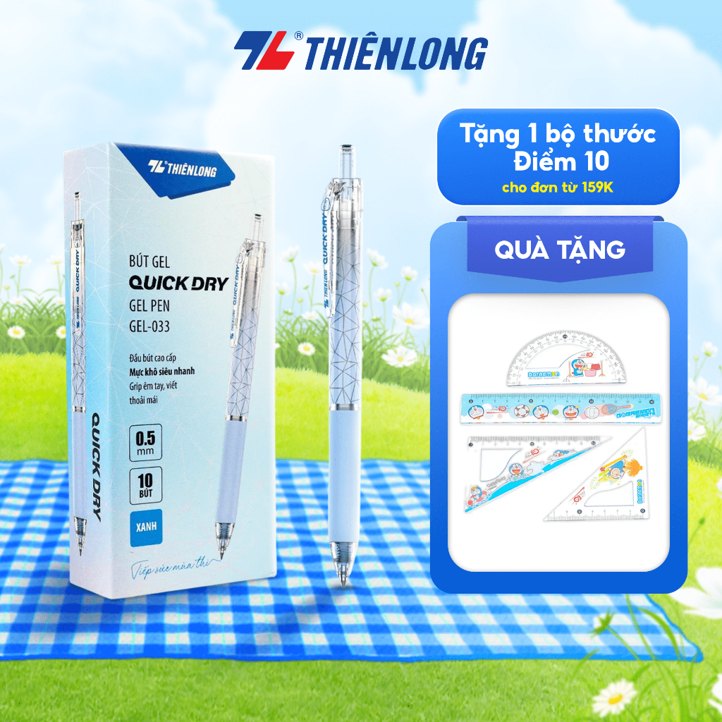 Combo 5/10/20 bút gel Thiên Long Gel-033 Quick Dry ngòi 0.5mm mực nhanh ...
