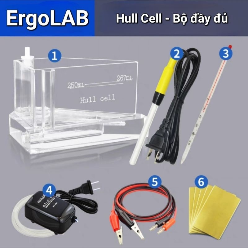Bình Hull cell 267ml cho thí nghiệm mạ điện, hullcell 250 / 267ml ...