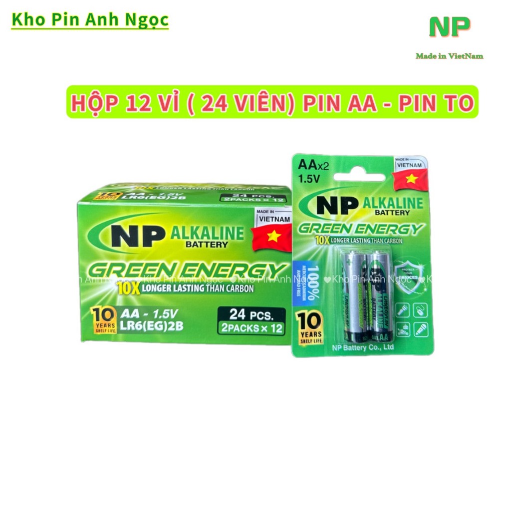 Hộp 24 Viên Pin NP AA (Pin To) Alkaline - Made in VietNam | Shopee Việt Nam