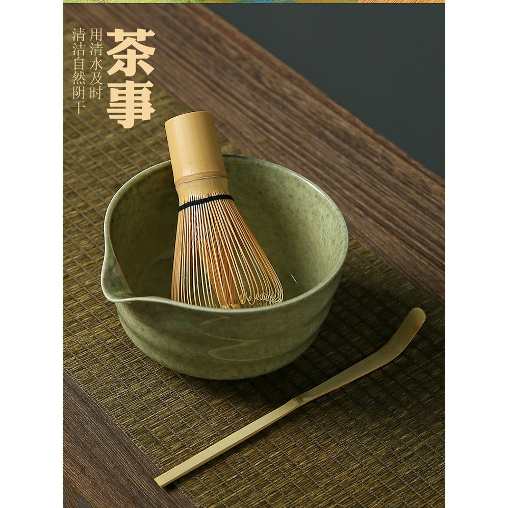 Bộ dụng cụ 4 món pha matcha gồm Bát đánh matcha, Cây đánh trà xanh ...