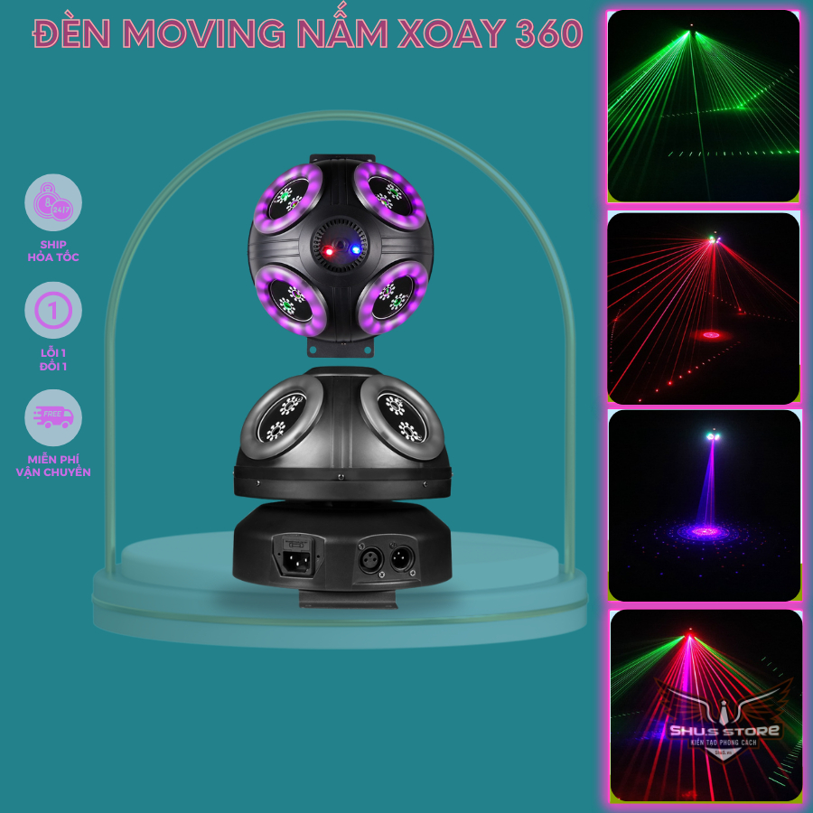 Đèn Laser 3D Phòng Bay Hình Nấm Xoay 360 Độ Quét Tia Cực Mạnh Cho Vũ ...