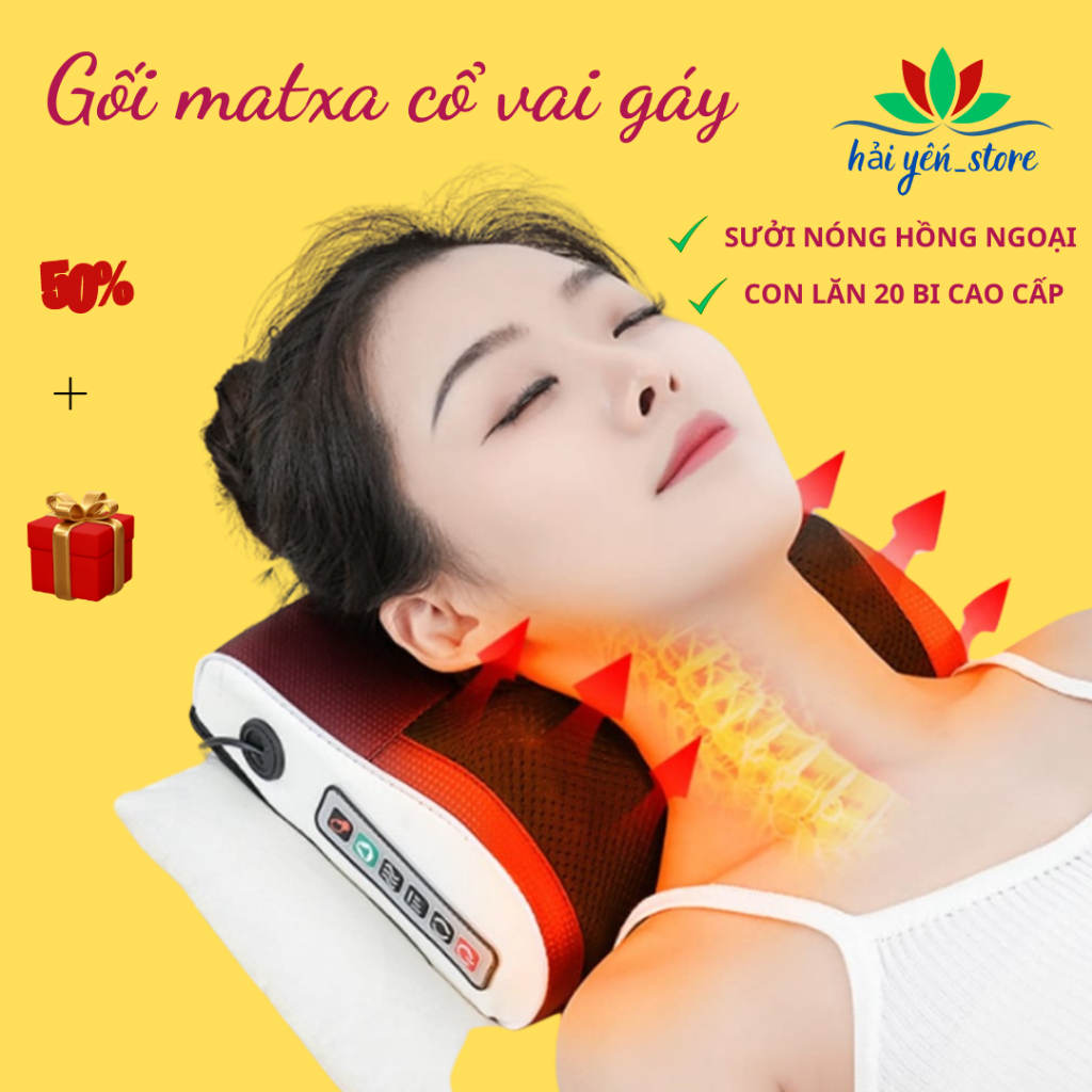 Gối Massage Cổ Vai Gáy[ ️CAO CẤP ️], Gối Matxa Hồng Ngoại Đa Năng YD ...