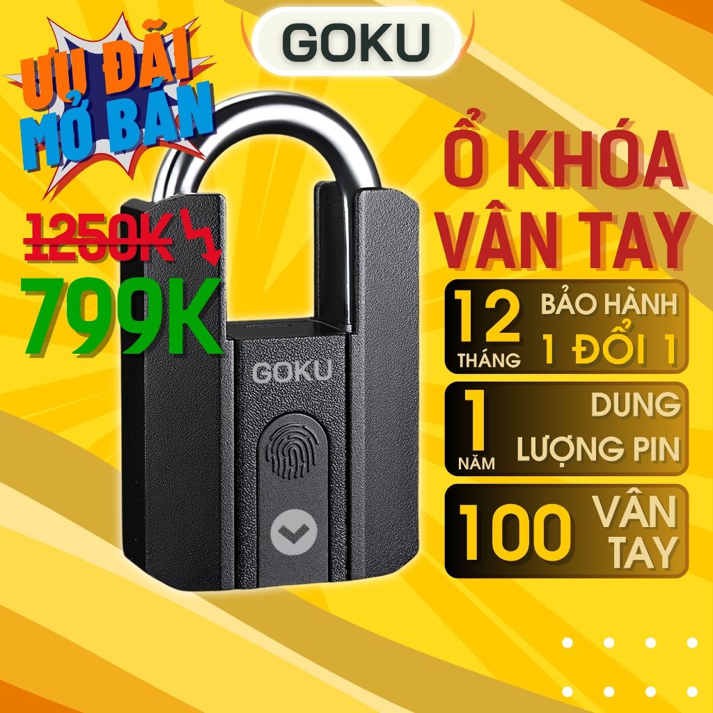 Ổ khóa vân tay chống cắt GOKU, GK101 Lock điều khiển từ xa Bluetooth, Khóa thông minh chống nước ...