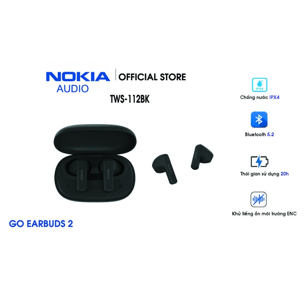 Tai nghe Nokia Go Earbuds 2 TWS-112 ( Màu đen- trắng) | Shopee Việt Nam