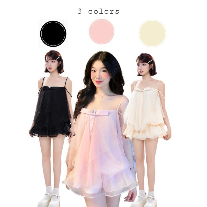 Đầm Hai Dây Chilas Dress Phối Nơ Charm Đá - AGUJA | Shopee Việt Nam