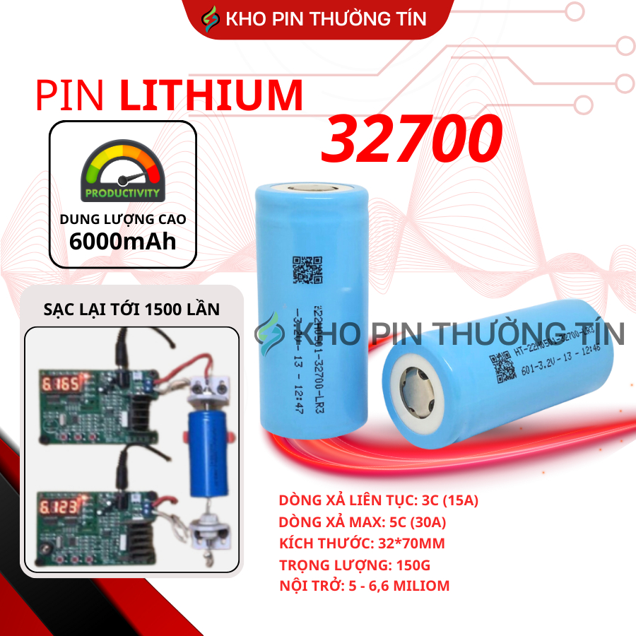 Pin lithium sắt 32700- 3.2V 6.0Ah (Chống cháy nổ, có thể dùng cho NL ...