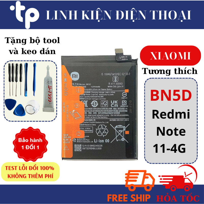 Pin Xiaomi ~BN5D~ Redmi Note 11-4G / Redmi Note (Tặng bộ sửa và keo dán ...