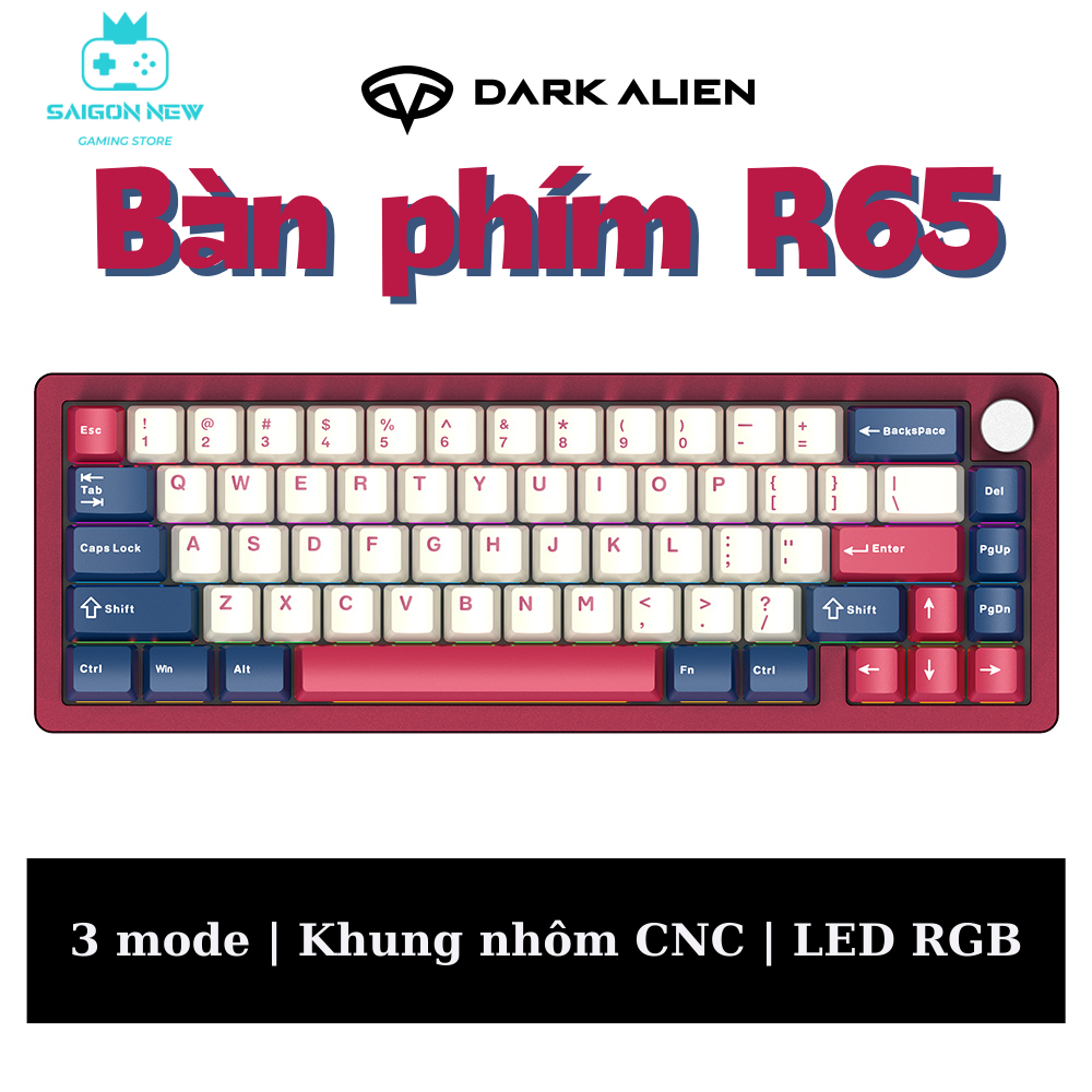 Bàn phím cơ không dây Dark Alien R65 Hotswap -Khung nhôm - thiết kế ...