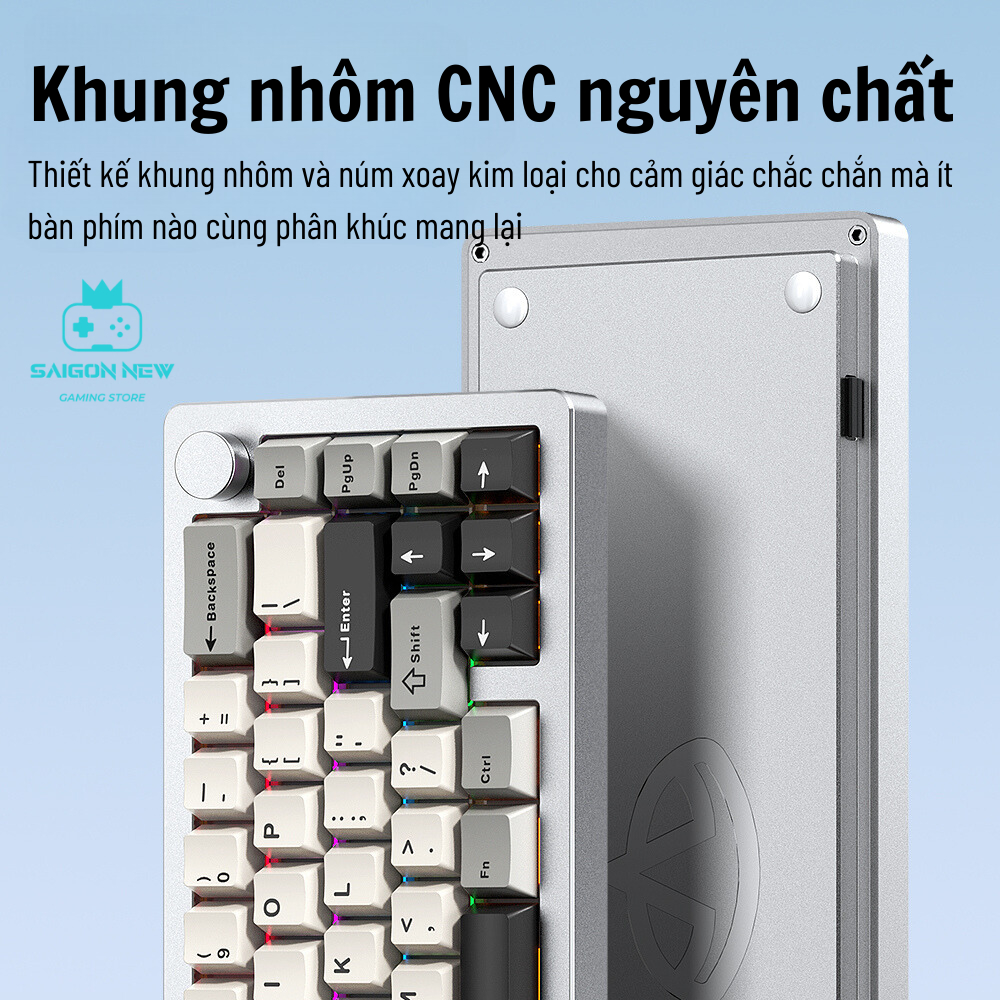 Bàn phím cơ không dây Dark Alien R65 Hotswap -Khung nhôm - thiết kế ...
