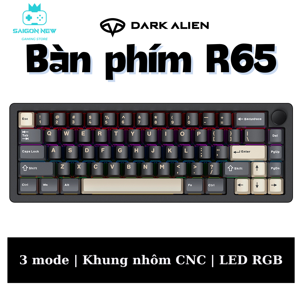 Bàn phím cơ không dây Dark Alien R65 Hotswap -Khung nhôm - thiết kế ...