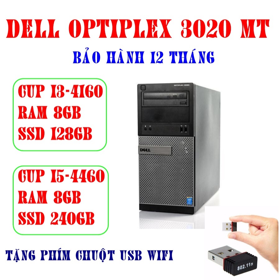 Cây máy bộ DELL Optilex 3020 i3/ 8GB/ SSD 120GB tặng USB Wifi | Shopee Việt Nam