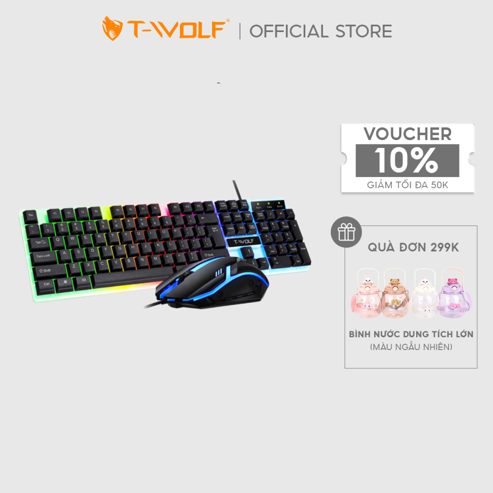 [HOẢ TỐC HCM][Tặng Kèm Bình Nước 150K]Combo Bàn Phím và Chuột T-Wolf ...