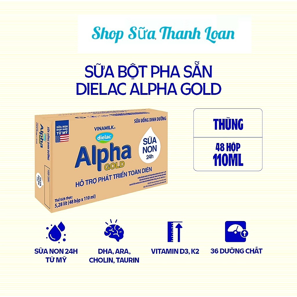 [HSD T2-2025] Thùng 48 Hộp Sữa Bột Pha Sẵn Dielac Alpha Gold IQ 110ml. | Shopee Việt Nam